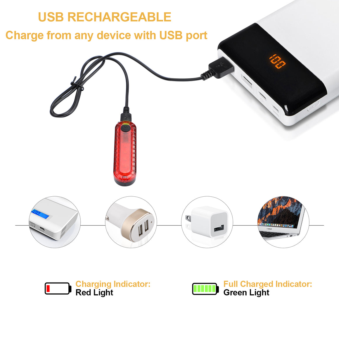 USB Rechargeable LED Bike Tail Light - 2 Packs – Ascherlighting