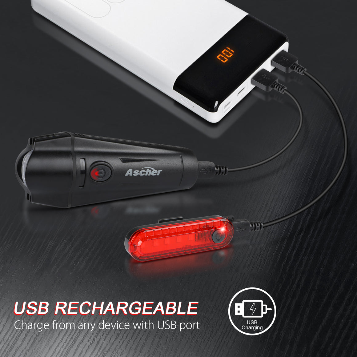 Ultra Bright USB Rechargeable Bike Light Set – Ascherlighting